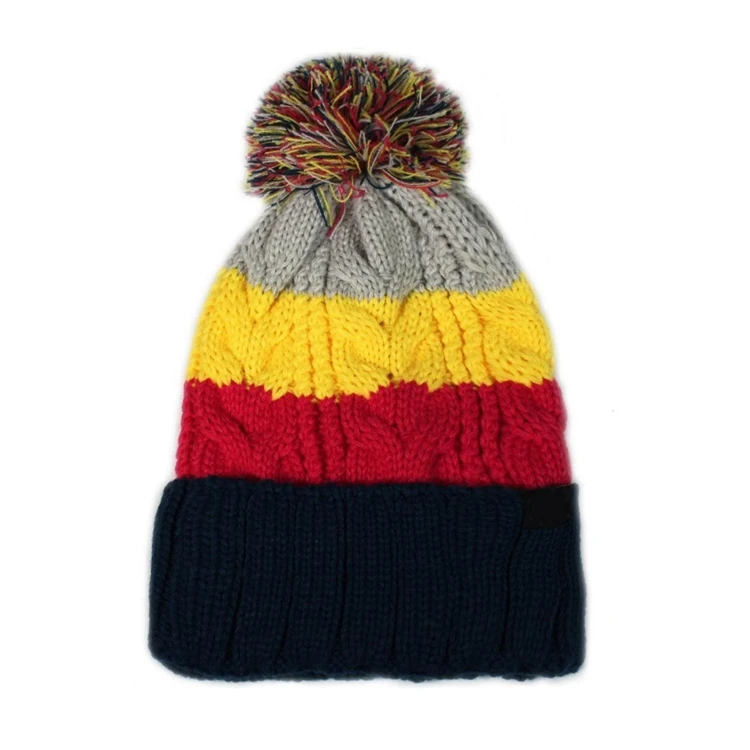 Outdoor Women Men Custom 100% Acrylic Pom Pom Printed Jacquard Winter ...