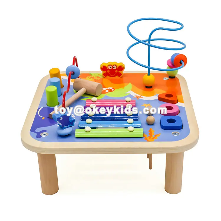 Wholesale New Design Educational Wooden Baby Activity Table