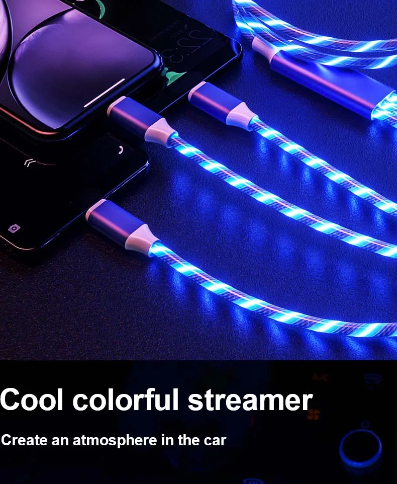 Streamer Data Line USB Charger Cable - 3 in 1 Fast Charging