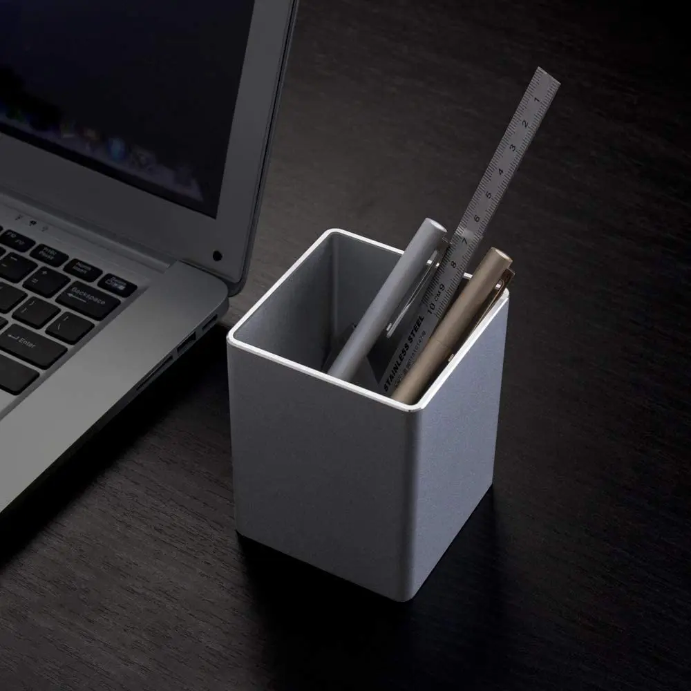 Metal Pencil Pen Holder Aluminum Desktop Organizer Stand Cup Storage ...