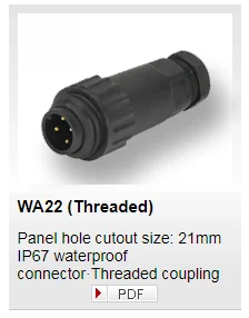 Threaded Plastic Connector WA22 Series WA22J4TE2 Weipu Connector ...