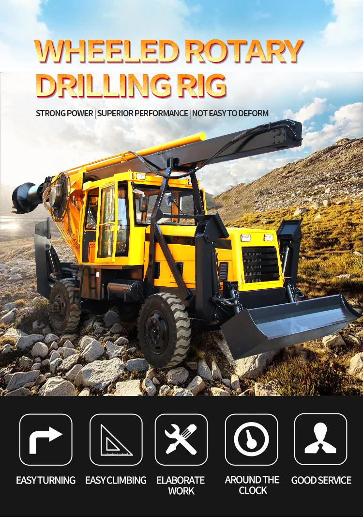 Hengwang Rotary Table Pilling Excavator Mounted Drill Rig With Auger ...