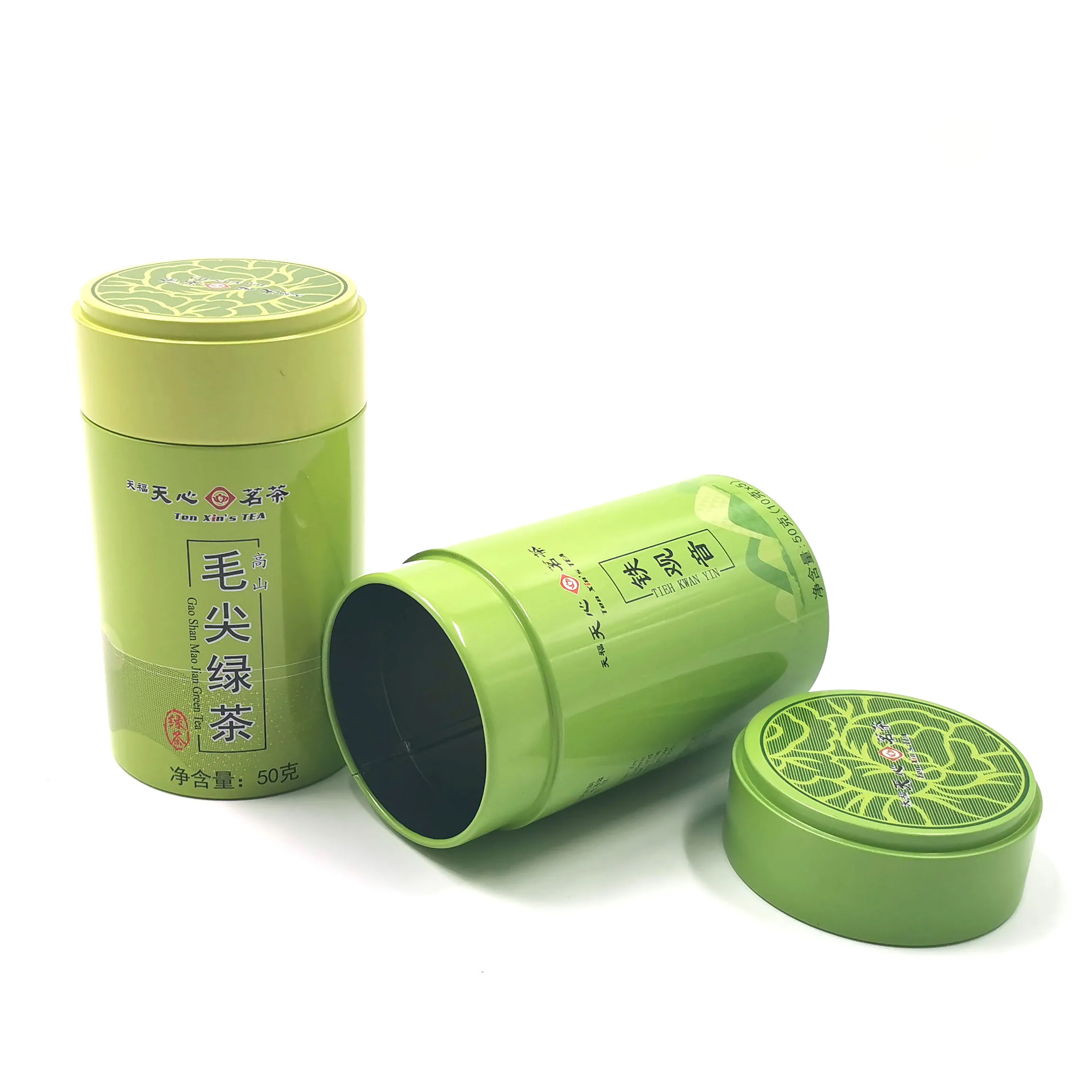 Round Tea Tin Sample Packaging Cylinder Tea Storage Jar Tinplate Cans ...