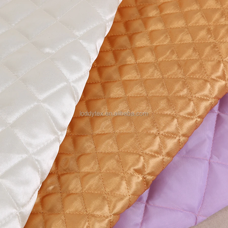 Polyester Diamond Quilted Satin Fabric - Versatile & Durable