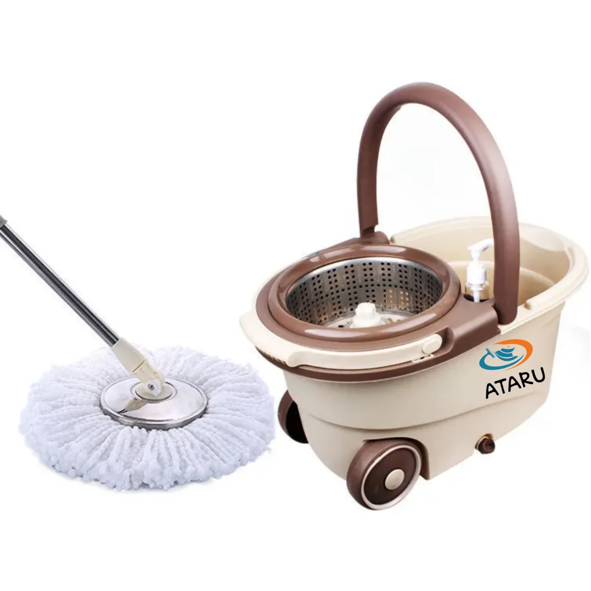 Spin Flat Mop And Bucket With Self Wringing 360 Rotating Square Mop ...