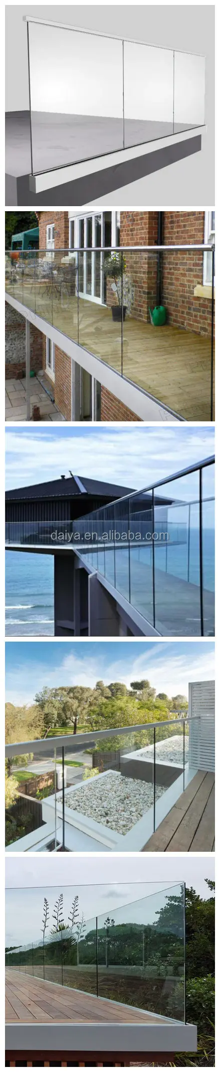 Aluminum Glass Railing Profile With Embedded U Channel Glass Balustrade ...