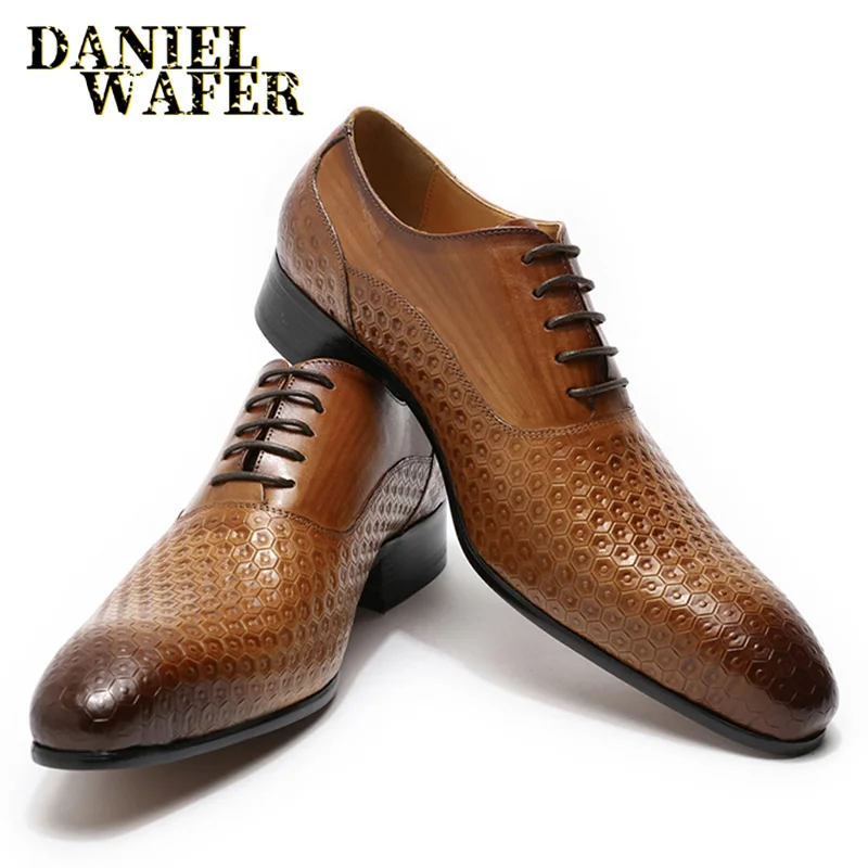 Daniel Wafer Luxury Dress Shoes - Genuine Leather Oxfords for Office ...