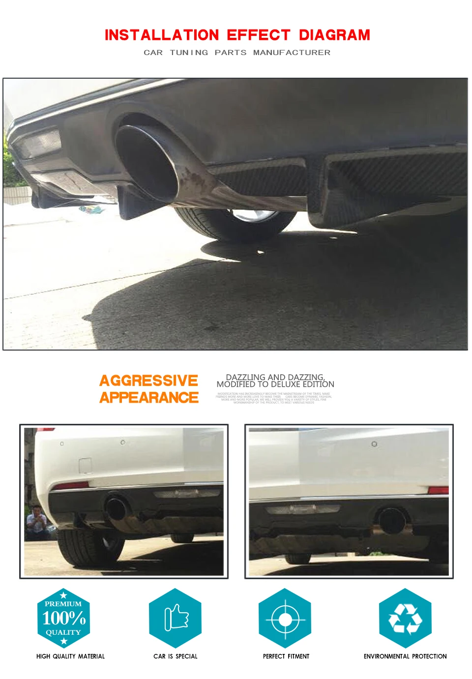 Carbon Fiber ATS Rear Diffuser Lip for Cadillac ATS Base Coupe