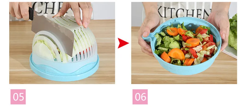 Kitchen Salads Tool Cutter Basket Salad Cutting Bowl Carrot Maker Fruit ...