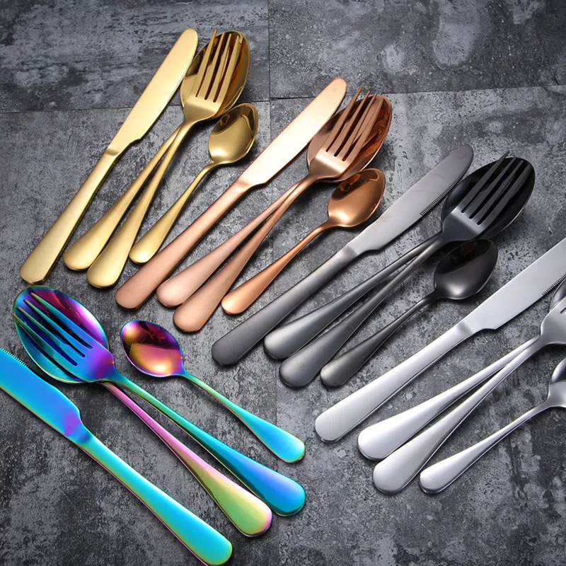 Bulk Restaurant Luxury Knife Spoon And Fork Thick Silverware Metal ...
