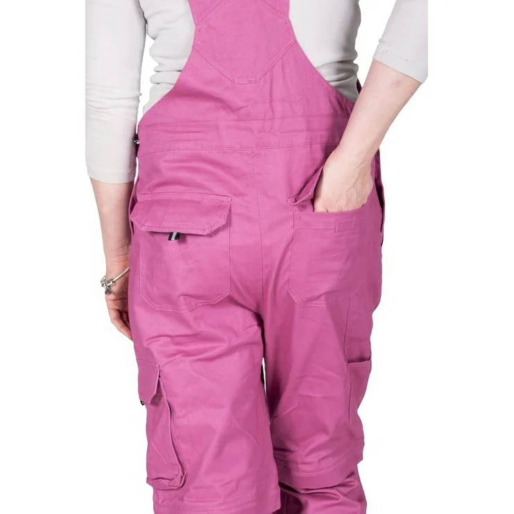 Women's Cotton Denim Bib Dark Pink Work Overalls