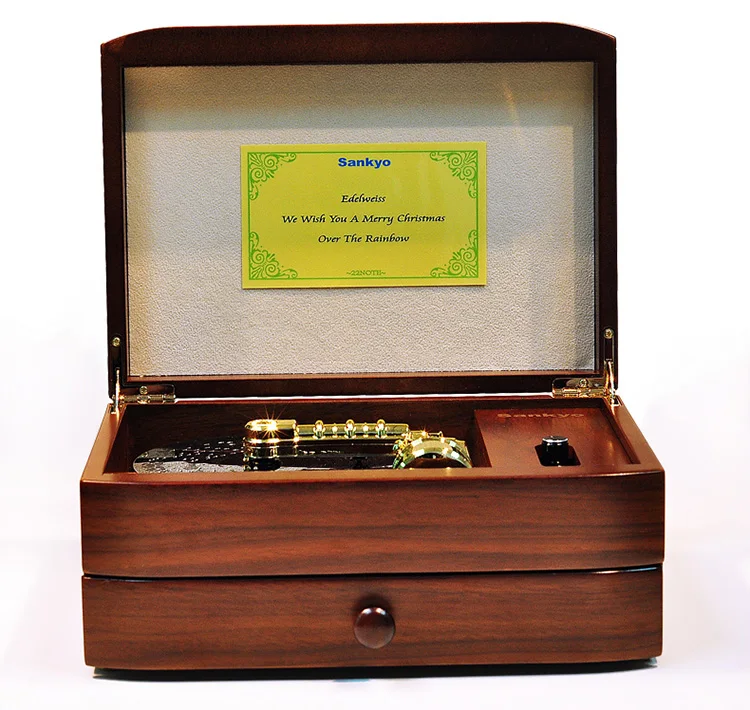 Vintage Walnut Retro Turntable Music Box & Decorative Accent