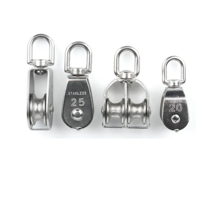 Stainless Steel Single Or Double Wheel Wire Rope Pulley With Ball ...