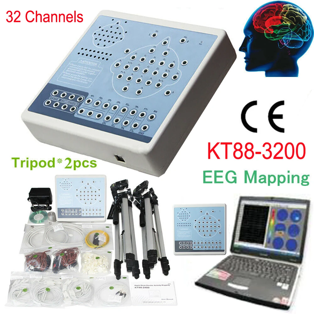 Kt88-3200ดิจิตอล32ช่อง Eeg เครื่องสมองไฟฟ้ากิจกรรมการทำแผนที่ระบบ2ขา ...