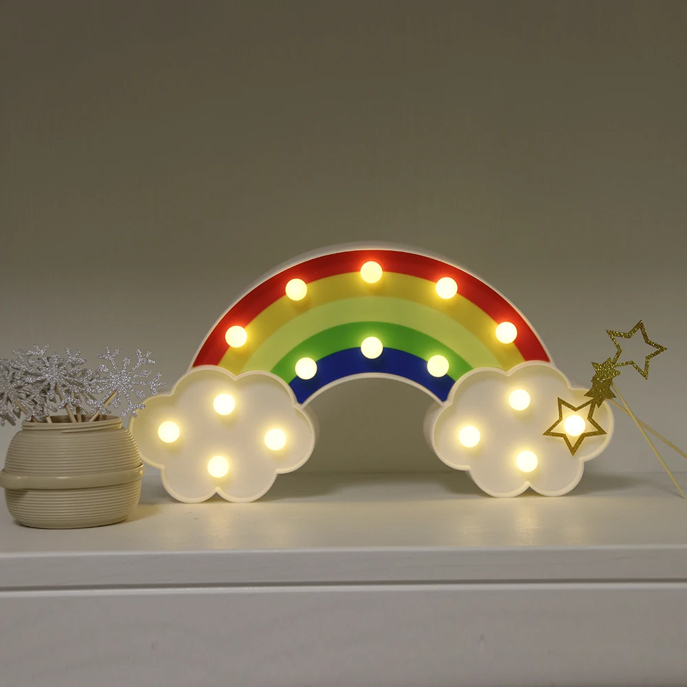 Rainbow Led Night Light Battery Powered Wall Lamps For Kids Children ...