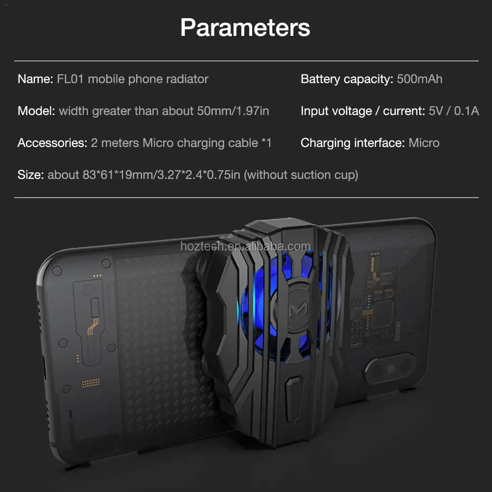 INOVAGEN Mobile Phone Cooler Radiator/Built in Battery/Colorful Light ...