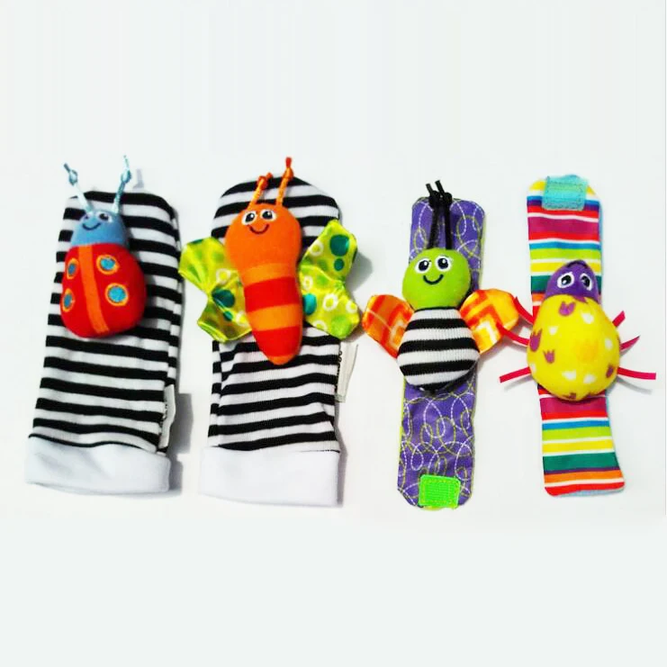 2020 Fashion Infant Baby Kids Socks Rattle Toys Wrist Rattle And Foot ...