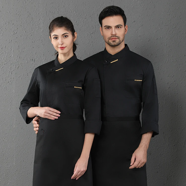 Professional Head Chef Uniform White Coat Long Sleeve Work Coats Hotel ...