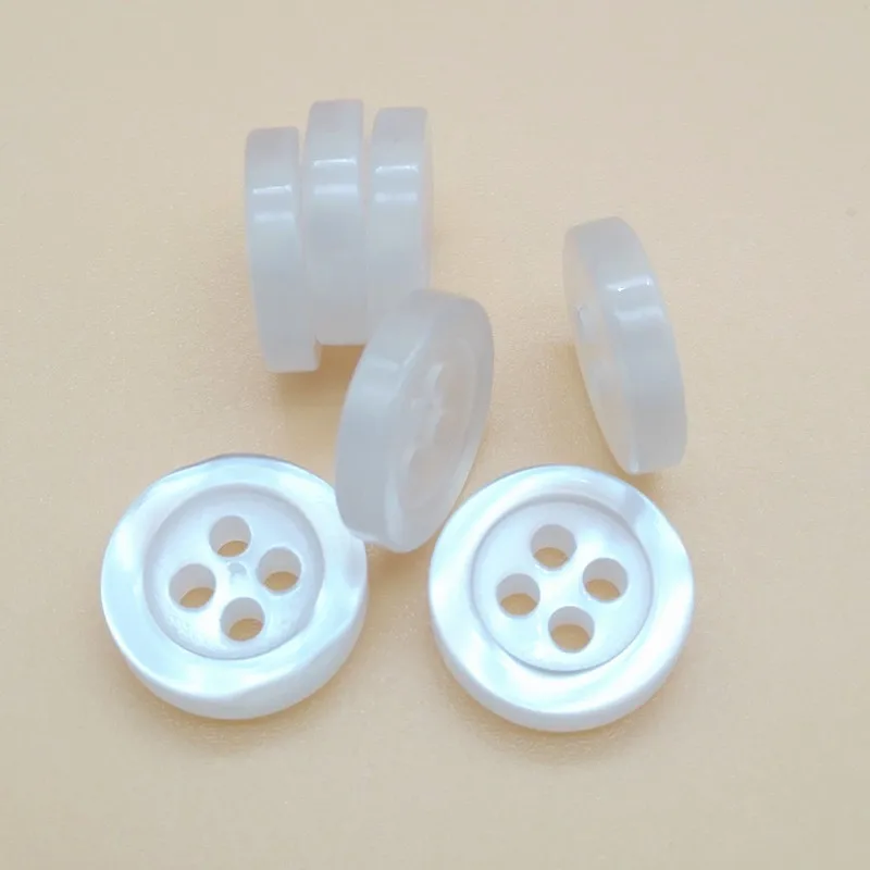 12.5mm 20L White Pearl 4-Hole Button for Shirt - Sustainable