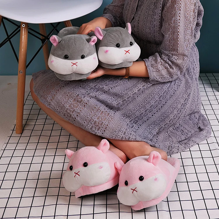 Hot Sale Hamster Slipper Women's Warm Cotton Soft Slippers Cute Animals ...