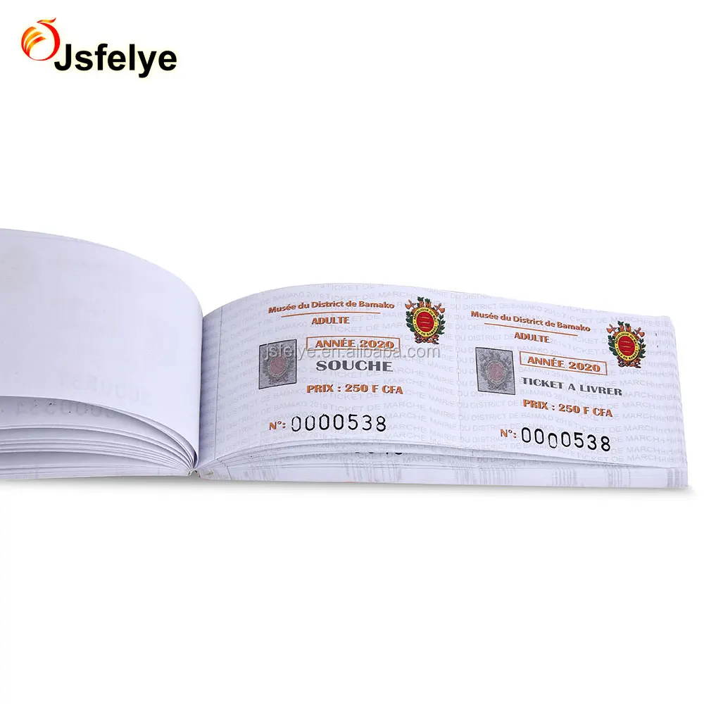 Perforated Line Watermark Paper Ticket In Booklet Printing - Buy ...