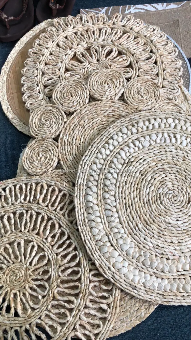 Corn Straw Braided Dining Table Mats Extra Thick Coasters Mat Natural ...