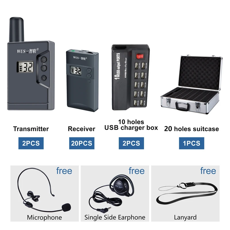 Wireless Tour Guide Headset System One Set 2 Transmitter With 20 Receivers /audio Guides For ...