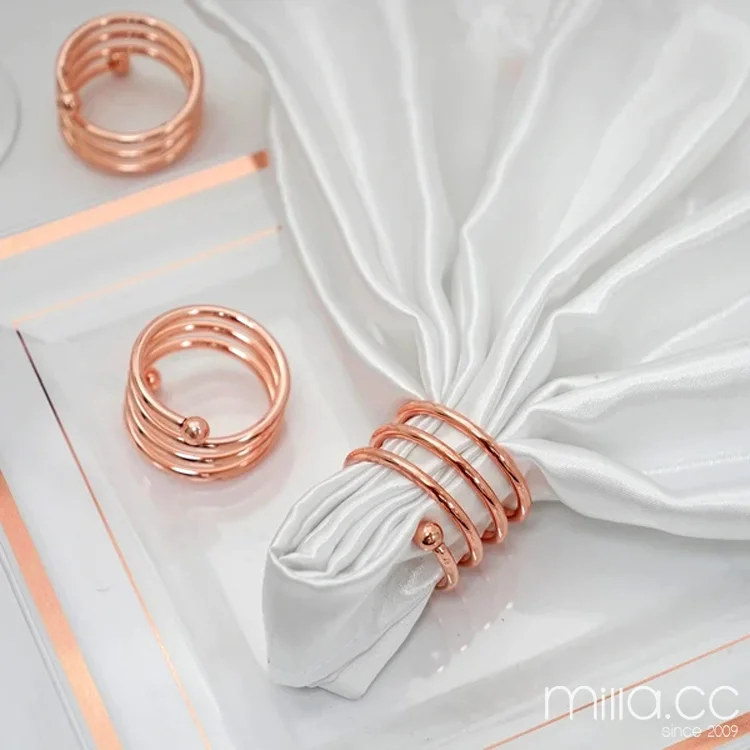 Rose Gold Uberzogen Aluminium Spirale Serviette Ringe
