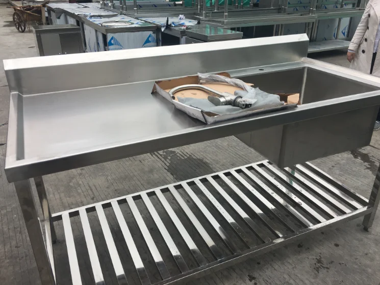 Stainless Steel Worktable with Sink Drain - Perfect for Canteens