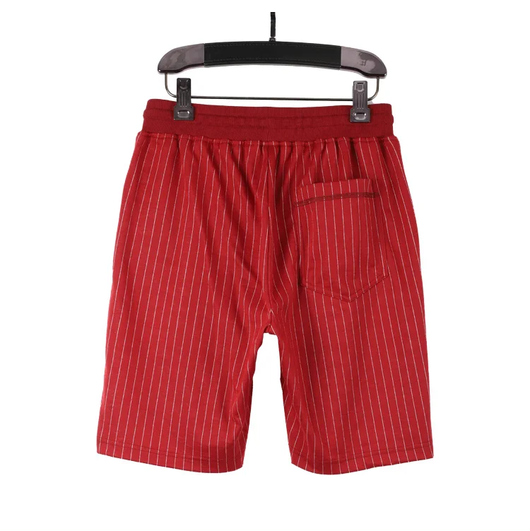 Red Casual Stripes Custom Drawstring Waist Gym Running Men's Shorts For ...