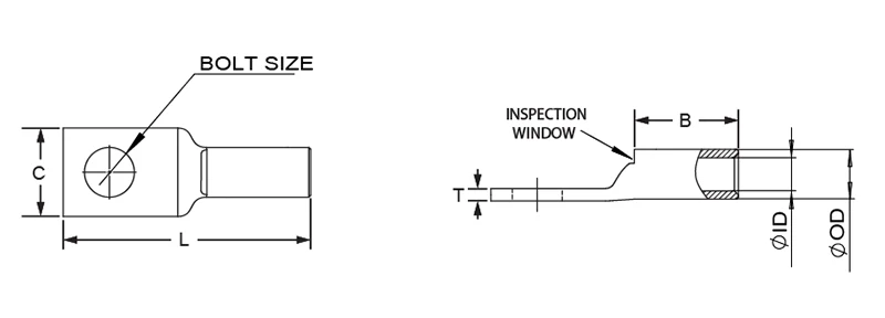 Electrical Terminal Crimp Copper Grounding Lug - UL Certified