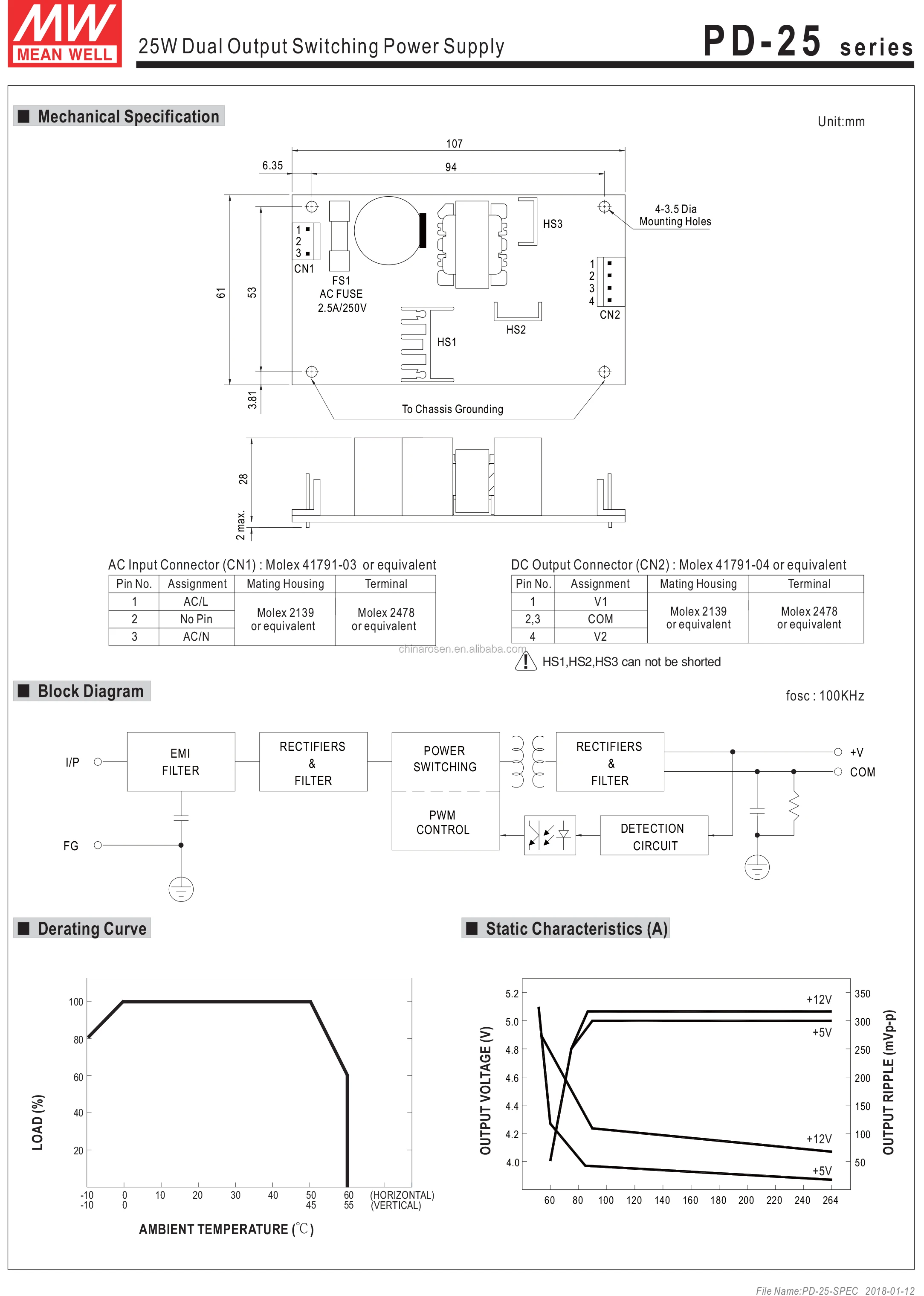 Pd-25 Series 25w Dual Ac-dc Psu Open Frame Pcb Smps Mean Well Switching ...