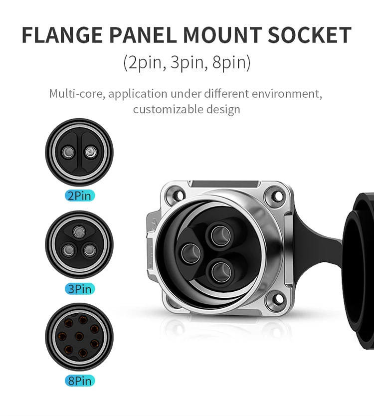 2 Pin Waterproof Electrical Wire Plug Ip65 Panel Mount Connectyor 12v ...