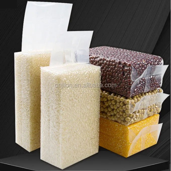 Rice Brick Bag Back Seal Bag Side Gusset Transparent Vacuum Pouch For ...