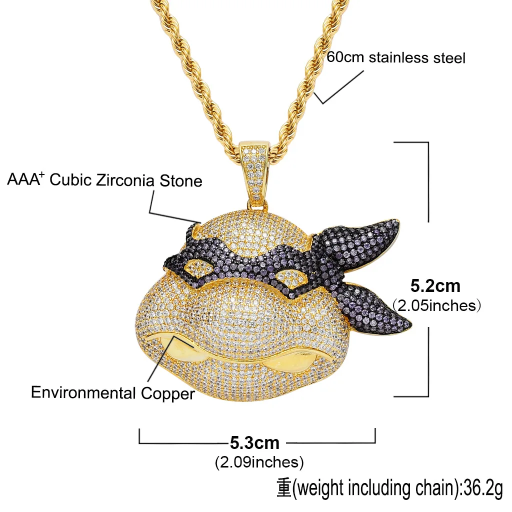 Hiphop Full Iced Out Ninja Turtle Pendant - Excellent Quality