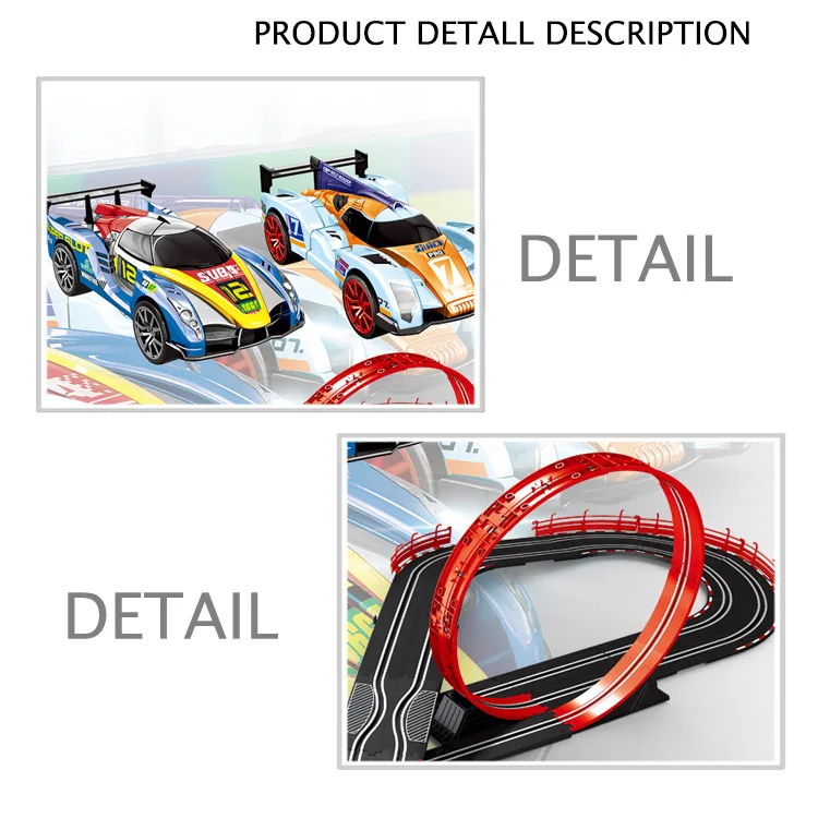 12V Electric Tracks Racing Car Dual Rails Racer Toys Set