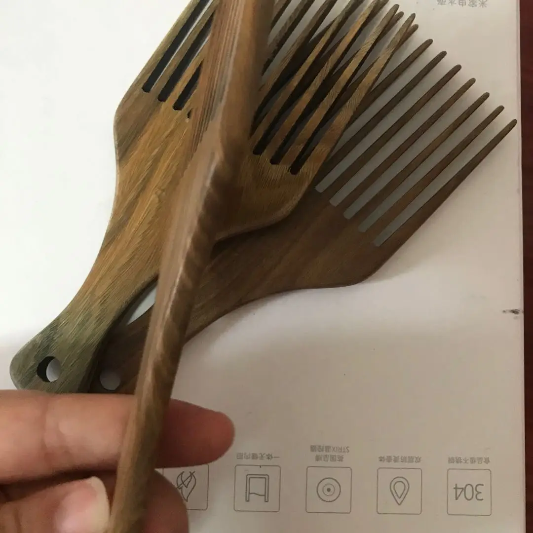Custom Private Label Sandalwood Grooming Afro Pick Hair Wooden Comb ...