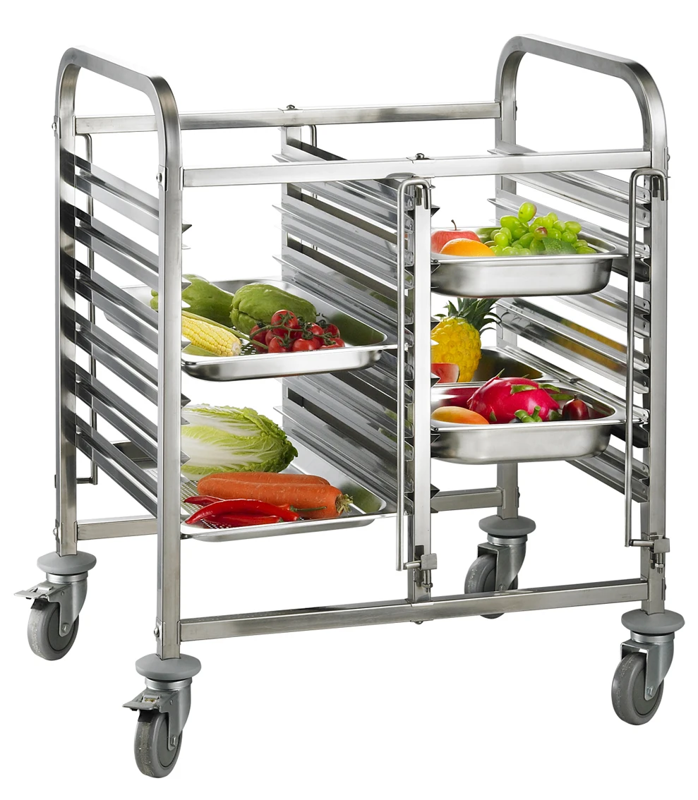 Heavybao Stainless Steel Food Rack Trolley with PVC Wheels