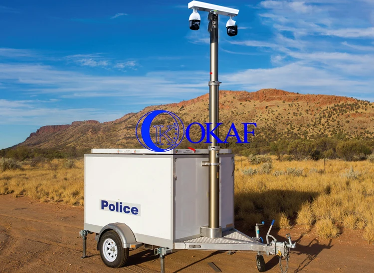 Telescopic Mast Height 6m Custom Cctv Trailer Military Winch Telescopic ...