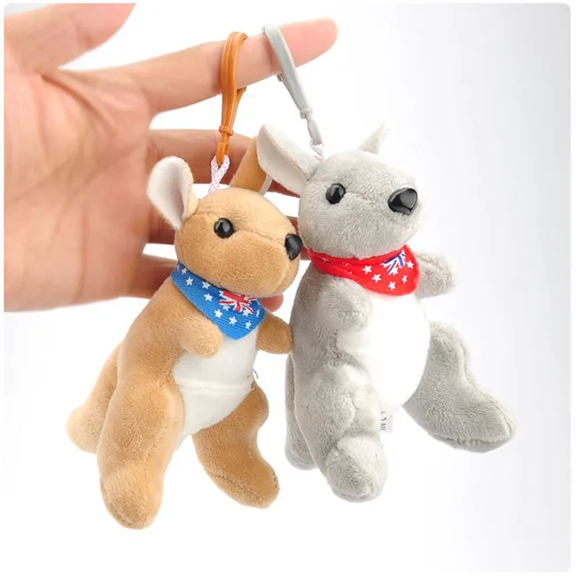 Cute Mini Plush Kangaroo With Australian Flag Toy Key Chain Custom ...
