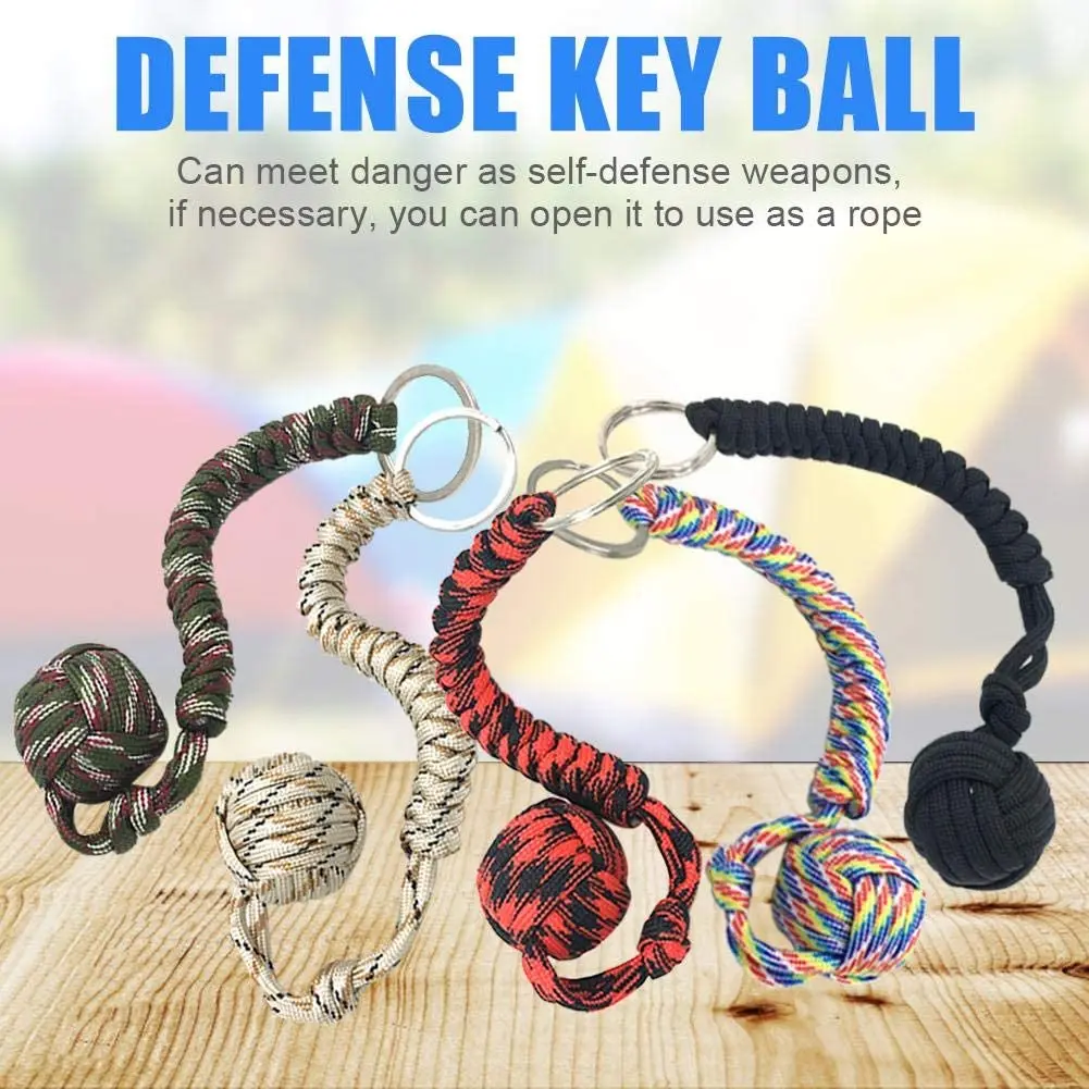 Paracord Monkey Fist Key Chain For Self Defense Metal Ball Monkey Fist ...