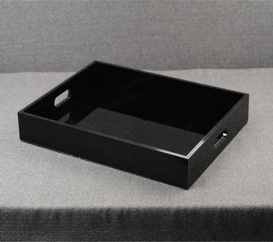 Black Acrylic Cosmetic Tray Makeup Organizer Acrylic Toiletry Tray ...