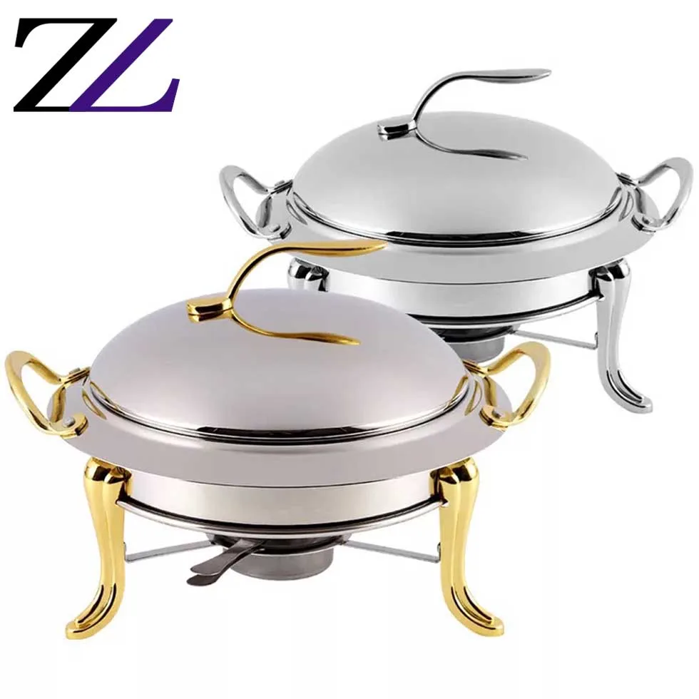 Commercial Gold Handle Chaffing Dishes Buffet Serving Set Gel Fuel ...