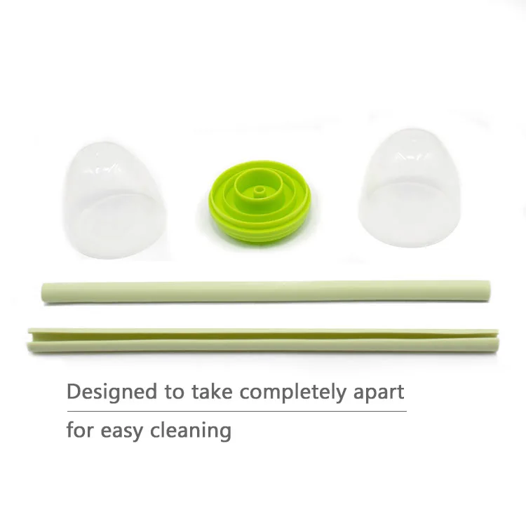 New 2 Pieces E-zip Silicone Straw Set Easy Cleaning Reusable Split Apart Drinking Straws ...