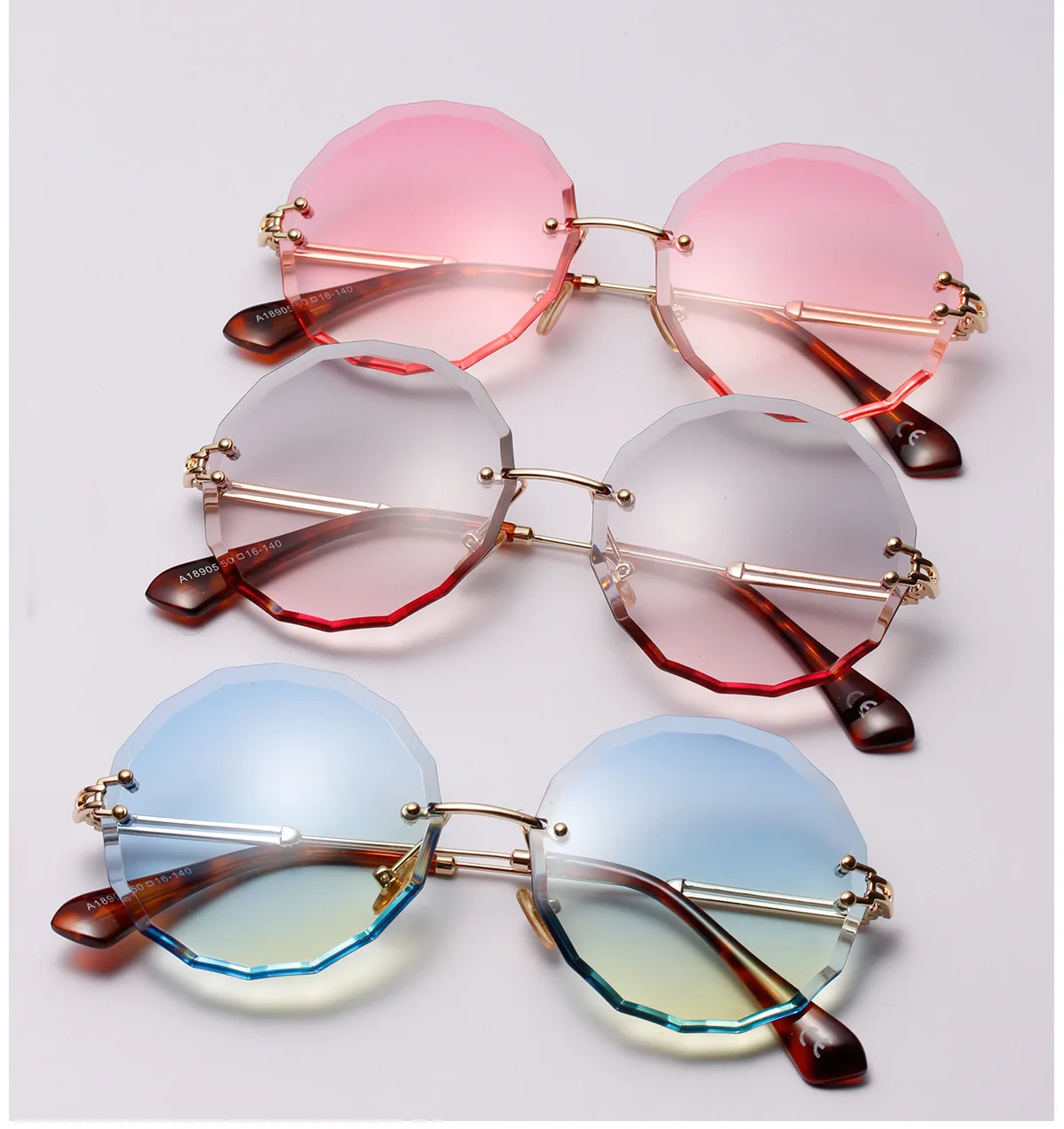 SKYWAY Retro Metal Round Frameless Sunglasses Female Frame Sun Glasses ...