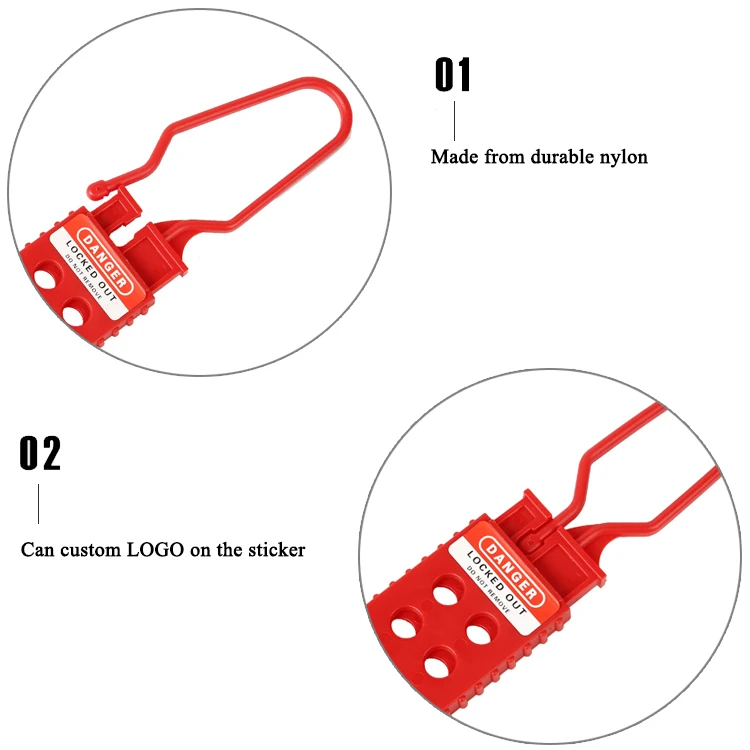 High Quality Red Nylon Long Shackle Non-conductive Insulated Hasp Lock ...