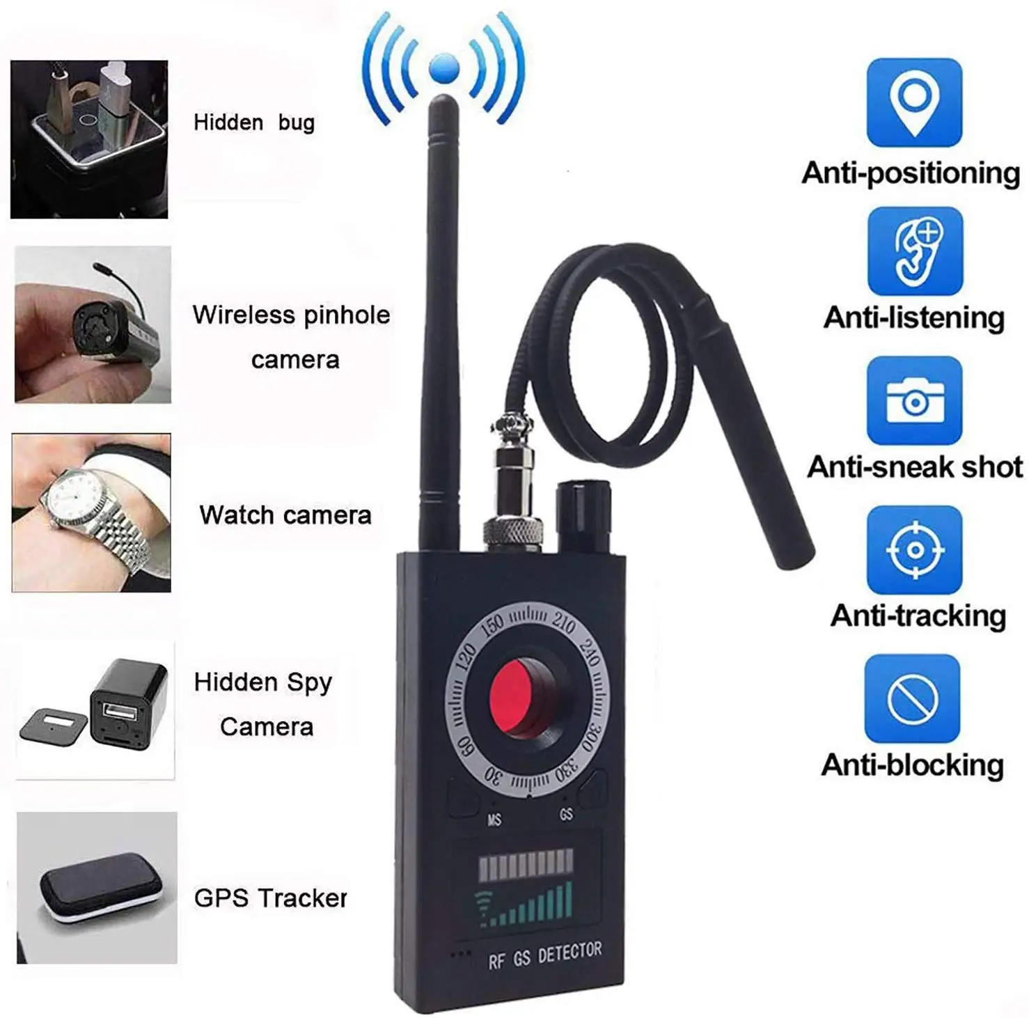 Wireless 3g Rf Signal Detector Radio Wave Wifi Bug Detector Camera Full ...
