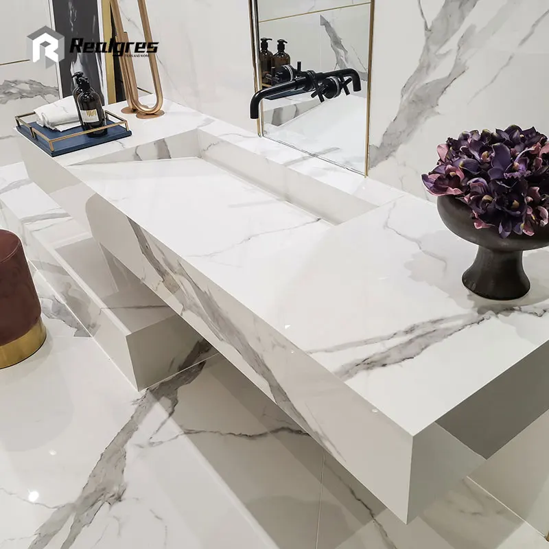 1200x2400 White Polished Porcelain Slab Floor Tile - Realgres