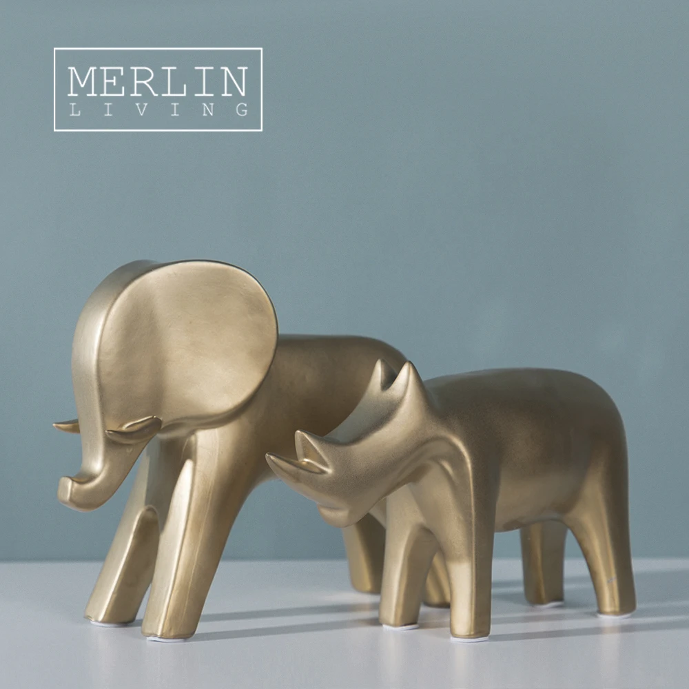 Gold Animal Statue Sculpture Ceramic Figurine Arts And Crafts Office ...