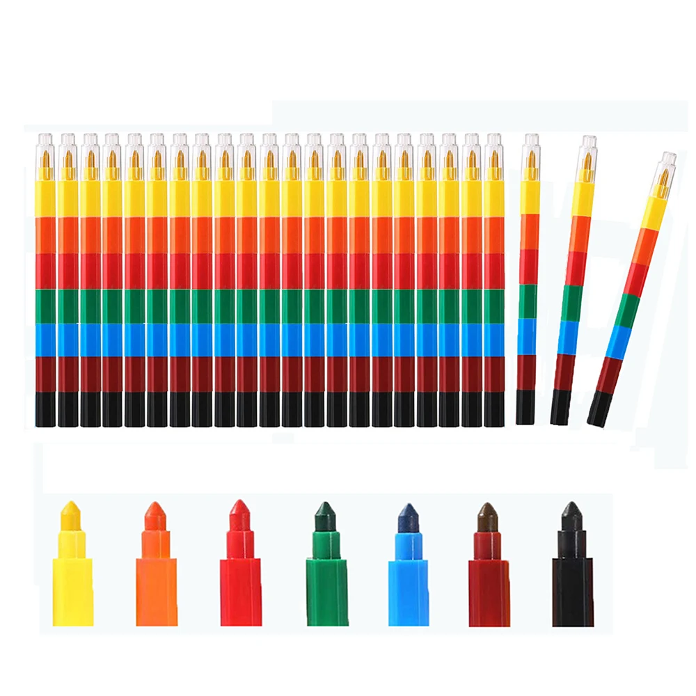 Mini Stacking Crayons Party Favors for Kids - 24 Pack